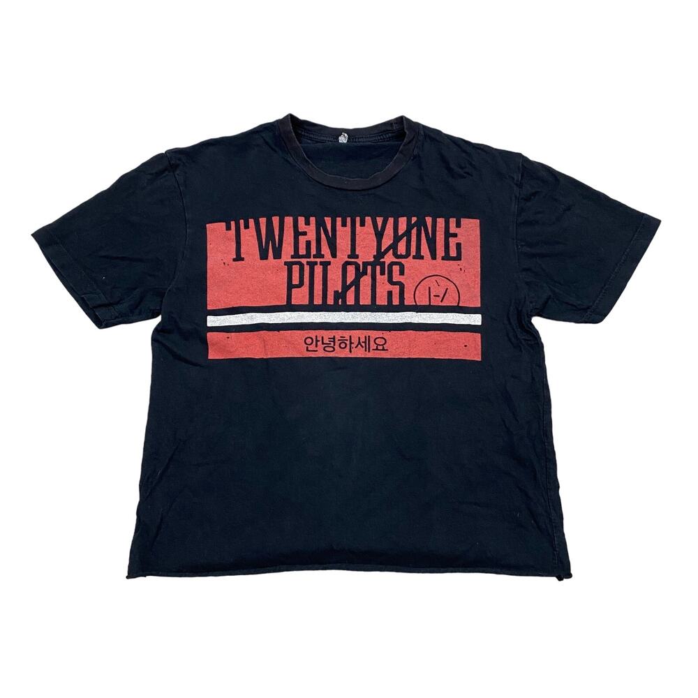 Twenty One Pilots Korean Hello Cropped Band T Shirt W… - Gem